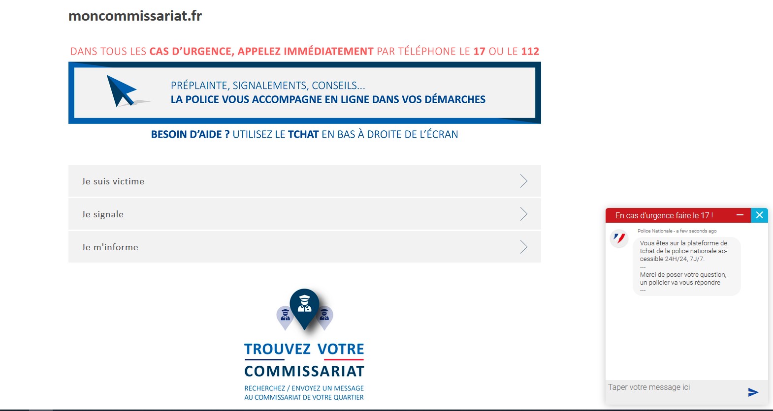 Moncommissariat.fr, le commissariat en ligne | Ma Sécurité